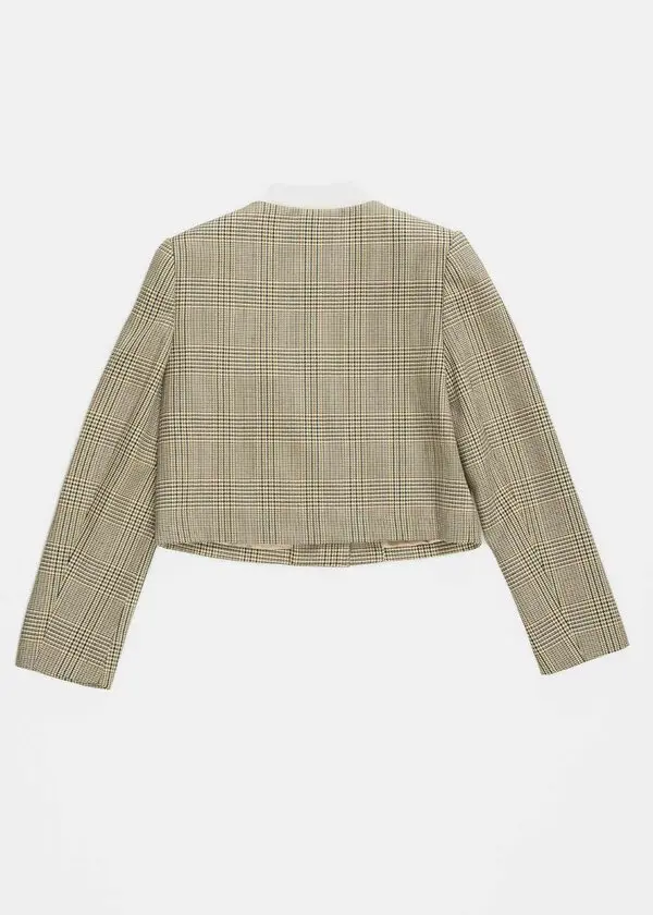 SELF-PORTRAIT Checked Wool Jacket - Brown
