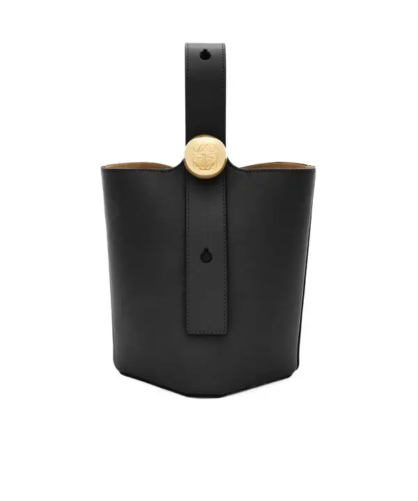 Loewe Mini Pebble Bucket Bag In Mellow Calfskin - Black