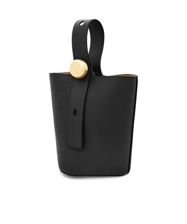 Loewe Mini Pebble Bucket Bag In Mellow Calfskin - Black