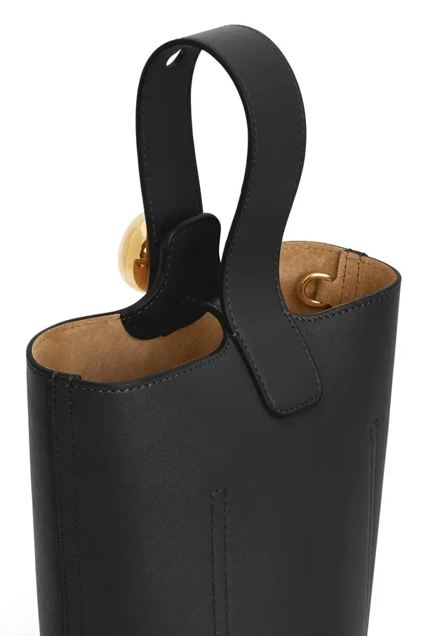 Loewe Mini Pebble Bucket Bag In Mellow Calfskin - Black