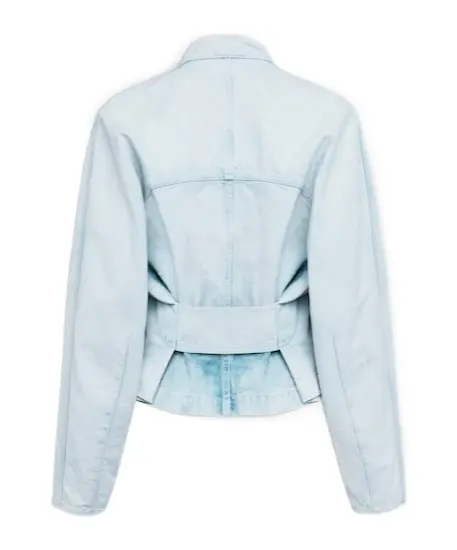 Alaïa Ice Denim Round Neck Jacket