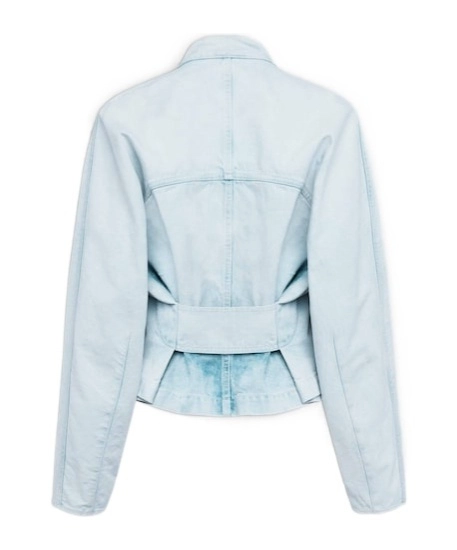 Alaïa Ice Denim Round Neck Jacket - Light Blue