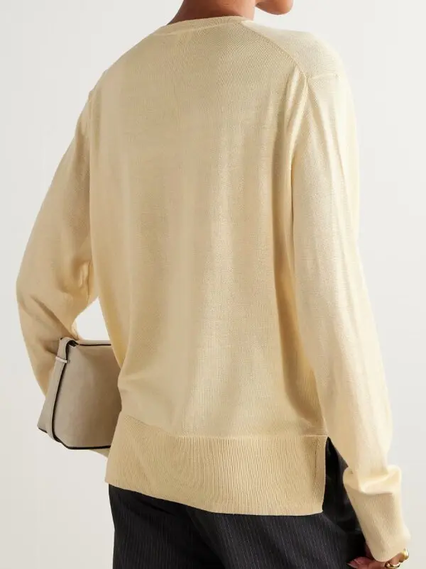 TOTEME Crew Neck Sweater With Side Slits