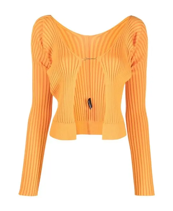 Jacquemus Ribbed Knit Cardigan - Orange