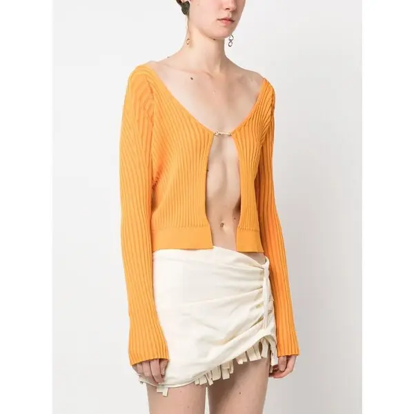 Jacquemus Ribbed Knit Cardigan - Orange