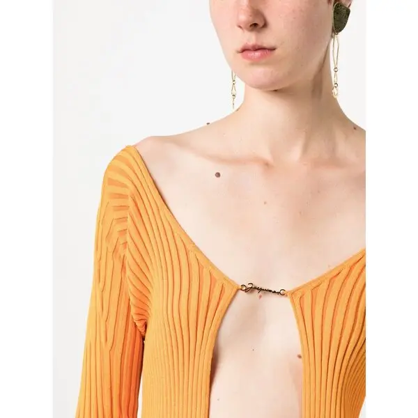 Jacquemus Ribbed Knit Cardigan - Orange