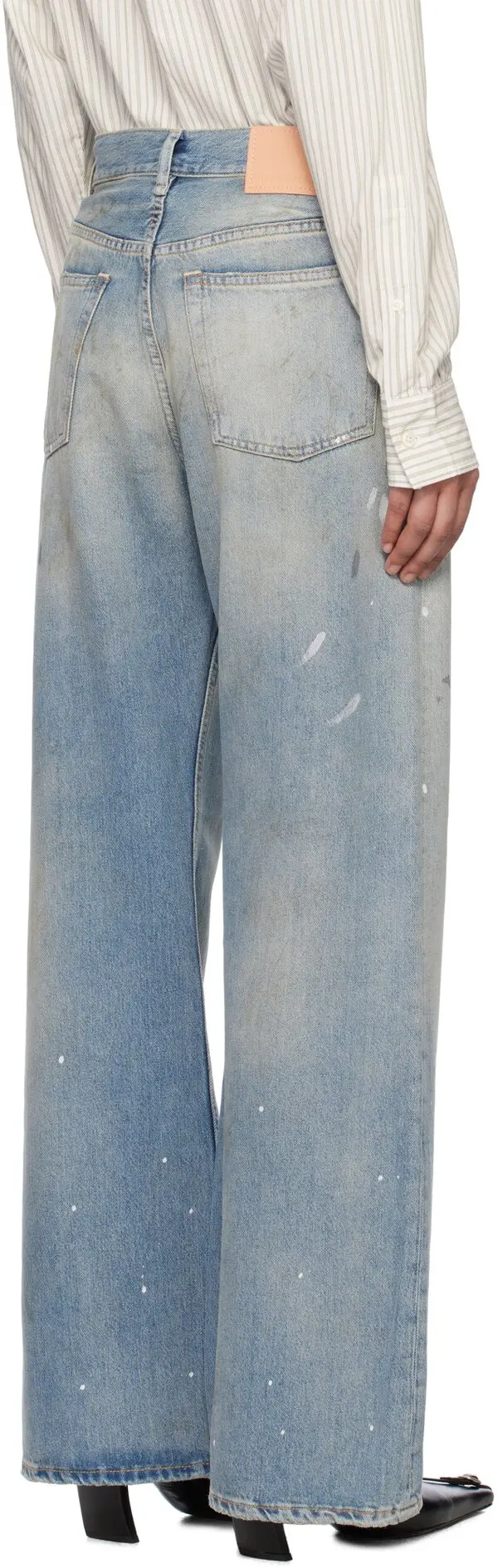 Acne Studios Wide-leg Distressed Jeans - Light Blue