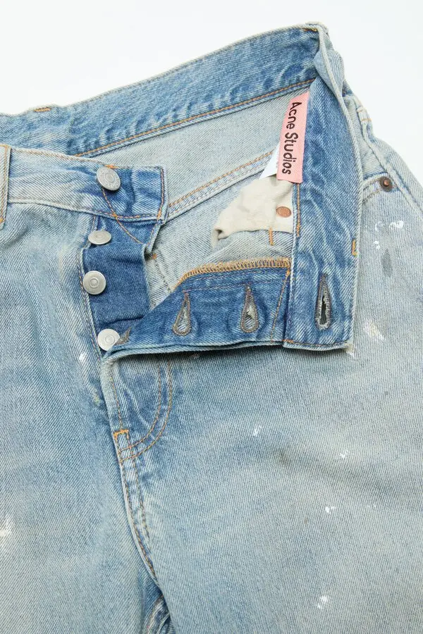 Acne Studios Wide-leg Distressed Jeans - Light Blue
