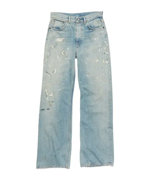 Acne Studios Wide-leg Distressed Jeans - Light Blue