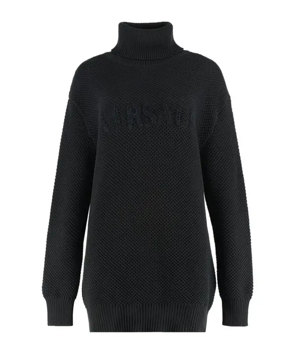 Versace Ribbed Knit Turtleneck Long Sleeve Jumper