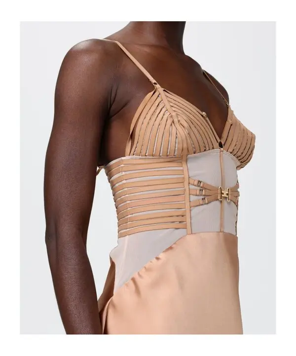Elisabetta Franchi Corset-style Strappy Maxi Dress - Nude