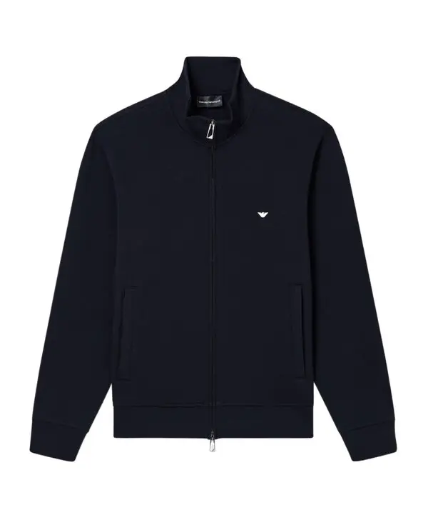 Emporio Armani Logo Zip-up Sweatshirt - Navy Blue