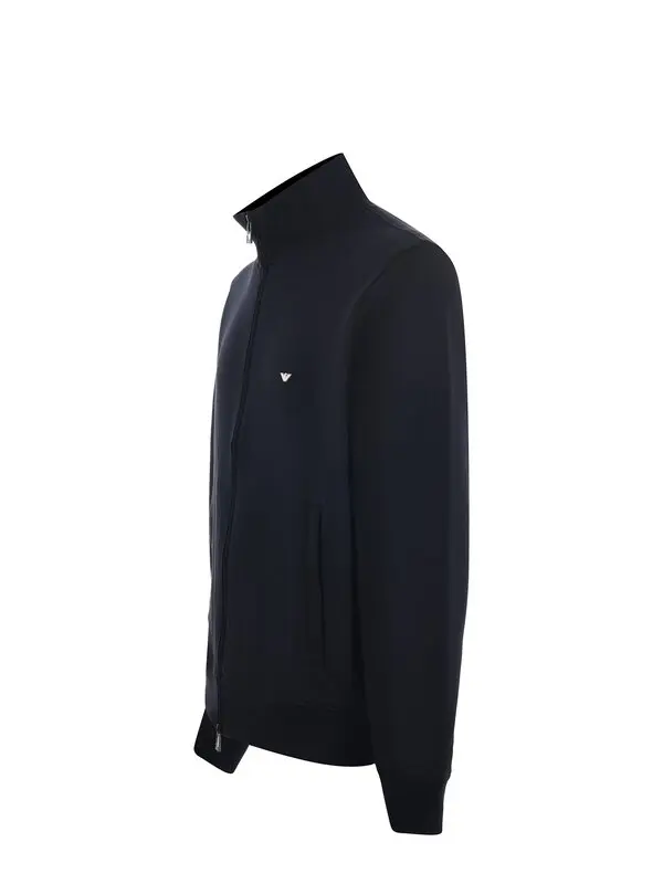 Emporio Armani Logo Zip-up Sweatshirt - Navy Blue