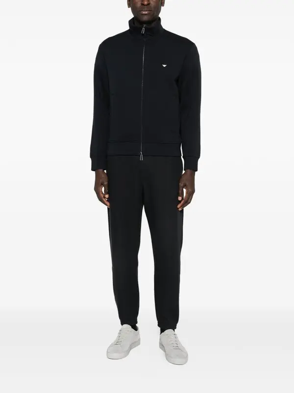 Emporio Armani Logo Zip-up Sweatshirt - Navy Blue