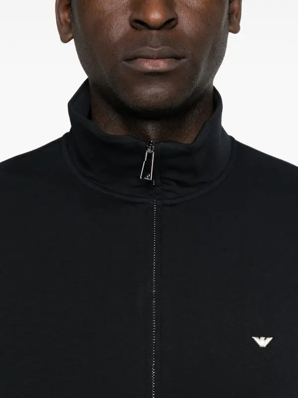 Emporio Armani Logo Zip-up Sweatshirt - Navy Blue