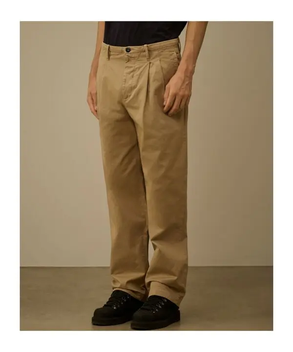 C.P. COMPANY Pleated Cotton-gabardine Loose Trousers - Beige