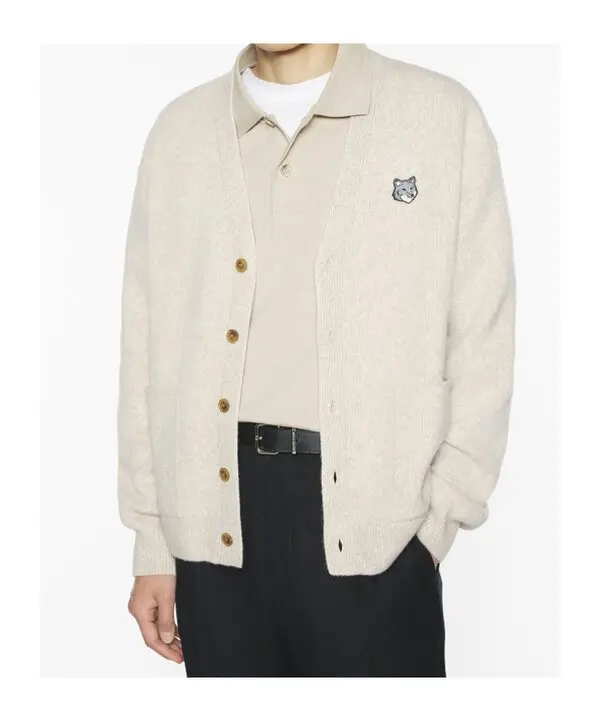 Maison Kitsuné Fox Head Cardigan - Tan
