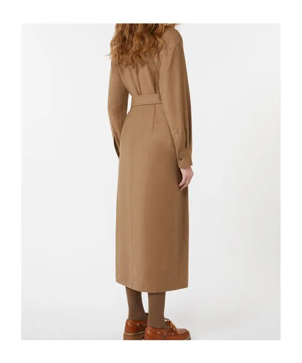 Max Mara Wool Flannel Belted Shirt Dress