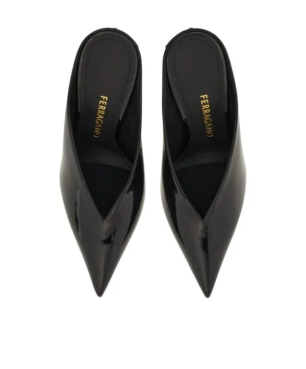FERRAGAMO S-shaped Heel Mule - Black