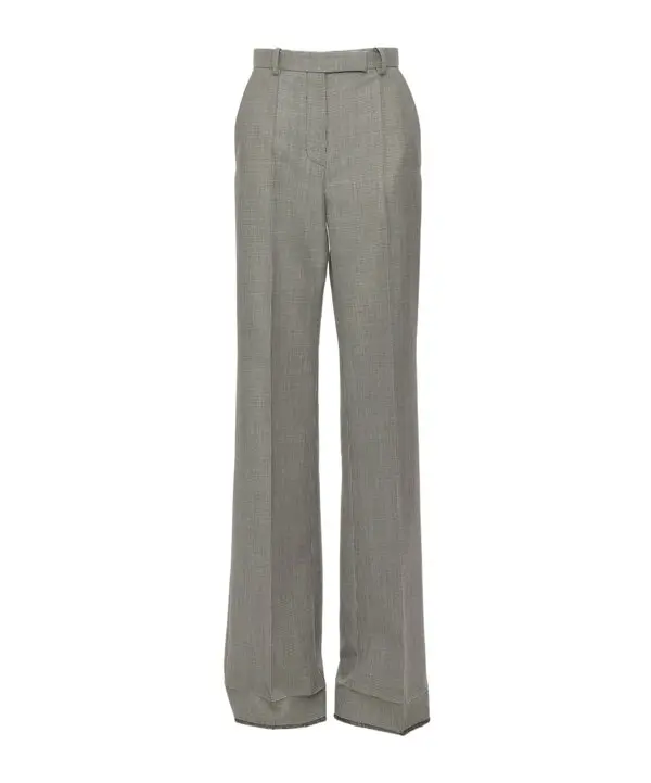 Valentino Garavani Belt Loop Houndstooth Wide Leg Trousers