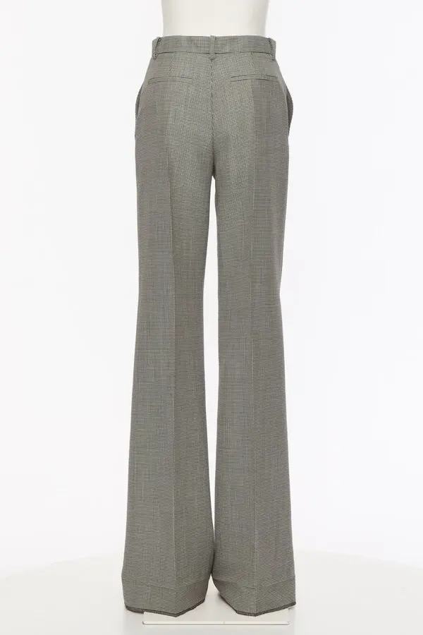Valentino Garavani Belt Loop Houndstooth Wide Leg Trousers