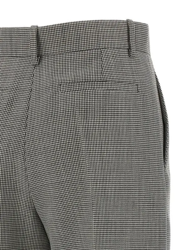 Valentino Garavani Belt Loop Houndstooth Wide Leg Trousers