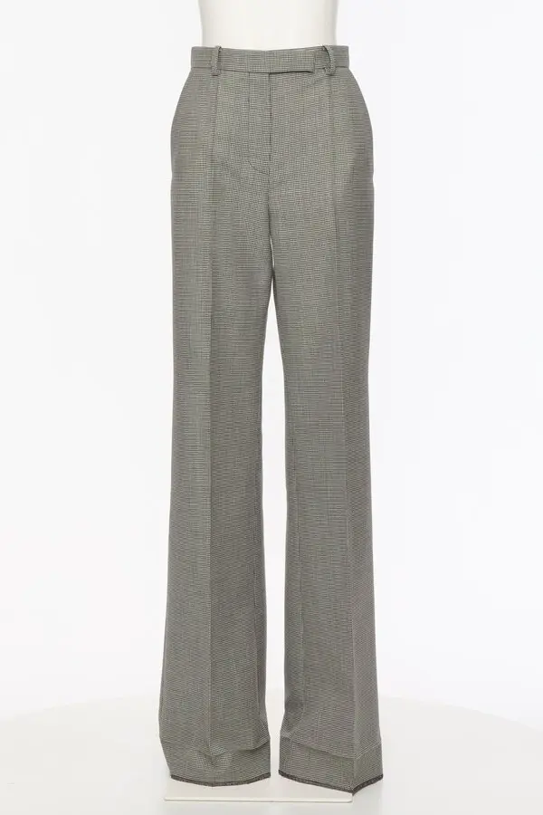 Valentino Garavani Belt Loop Houndstooth Wide Leg Trousers