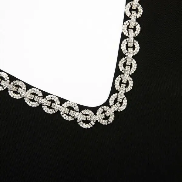 SELF-PORTRAIT Crystal-embellished V-neck Mini Dress