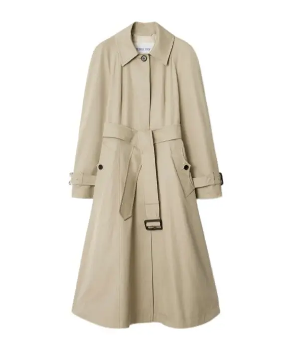 Burberry Long Gabardine Ellingham Fit Flare Car Coat - Feather Beige