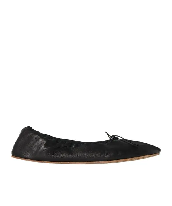 THE ROW Gathered Leather Ballet Flats