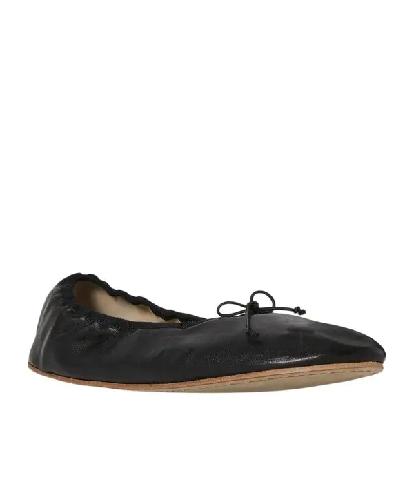 THE ROW Gathered Leather Ballet Flats