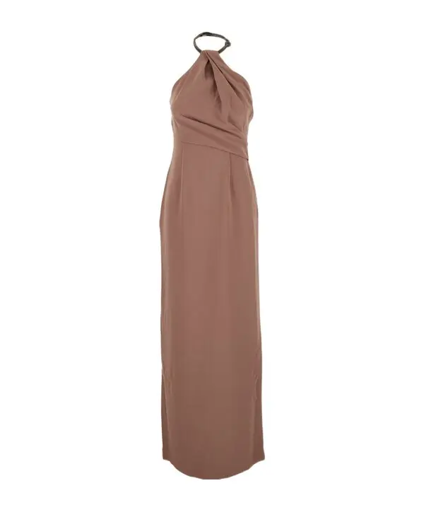 Solace London Halterneck Maxi Dress With Embellished Neckline