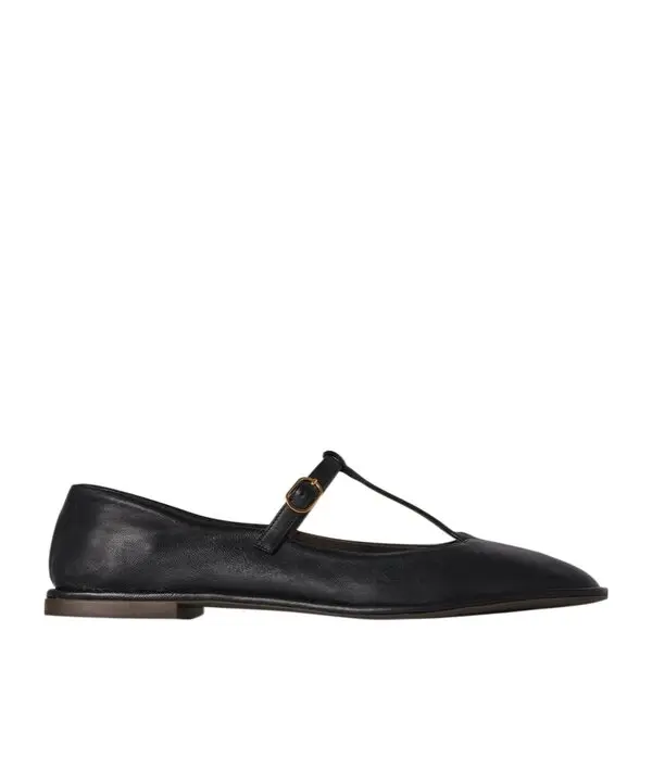 THE ROW Square Toe T-strap Flat
