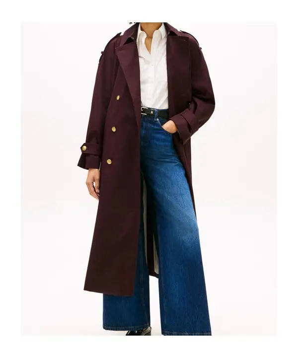 Tommy Hilfiger Long-sleeved Trench Coat - Black