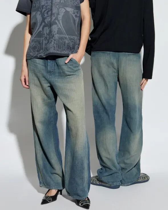 DIESEL® D-phant-chino Herringbone Faded Wide Leg Jeans
