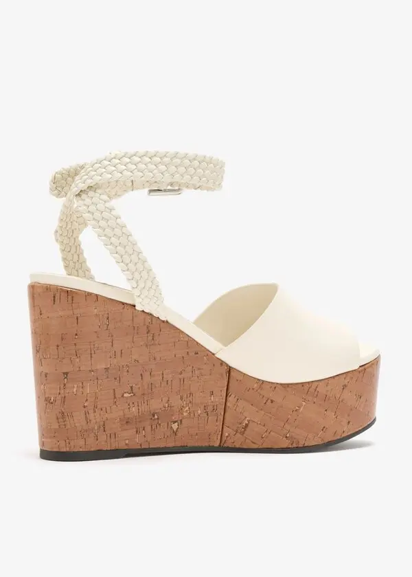 JIMMY CHOO Braided Ankle Strap Wedge Sandals