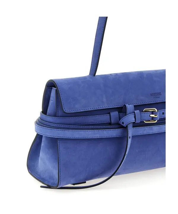 Moschino Medium Tie Me Buckled Shoulder Bag - Blue