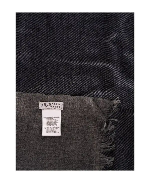 Brunello Cucinelli Colour Block Fringed Scarf