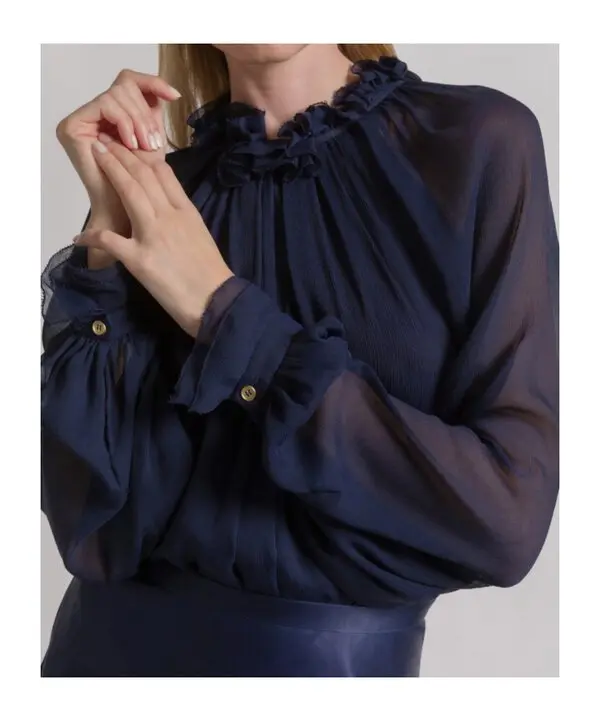 Alberta Ferretti High Neck Blouse - Blue