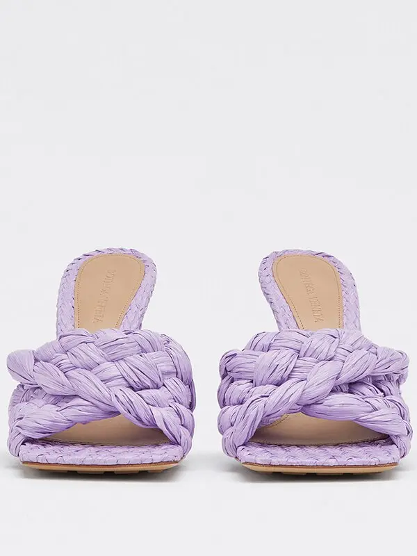 Bottega Veneta Stretch Intrecciato High Heel Mules - Purple
