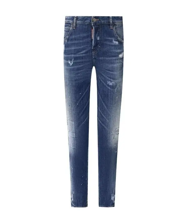 Dsquared2 Distressed Logo Detail Jeans - Blue