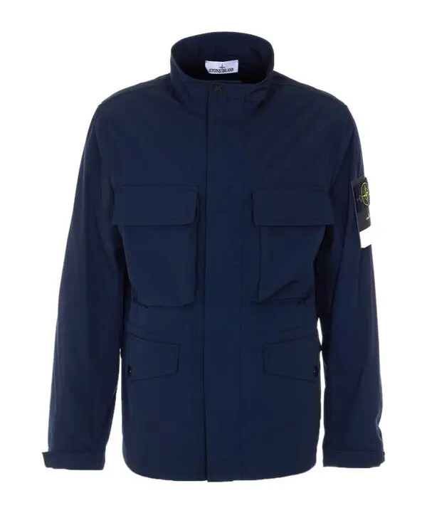 Stone Island Logo Patch Pocket Detail Jacket - Blue