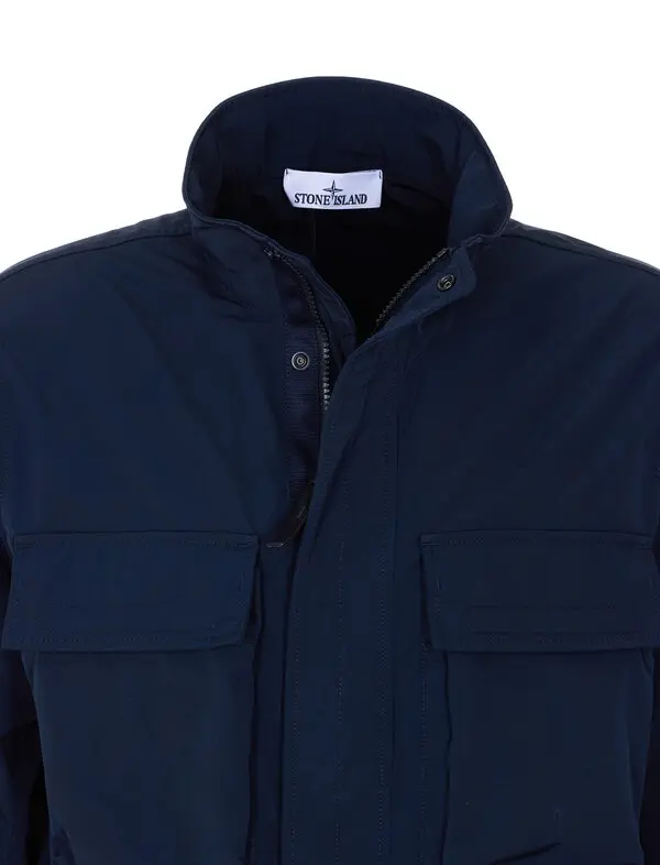 Stone Island Logo Patch Pocket Detail Jacket - Blue