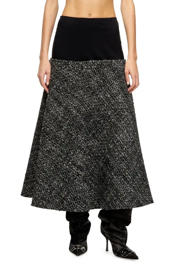 DIESEL® Panelled High-waisted Midi Skirt