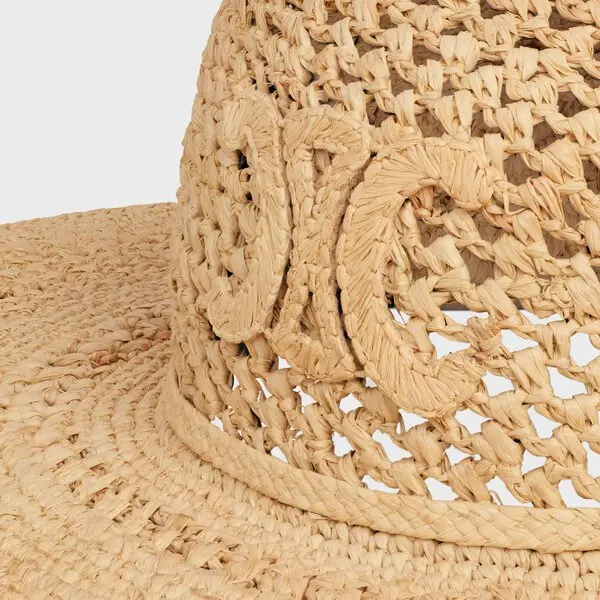 Celine Triomphe Raffia Wide-brimmed Hat