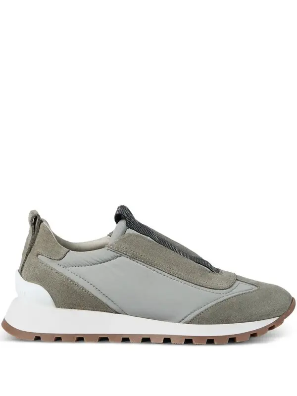 Brunello Cucinelli Monili Detailed Slip-on Sneakers - Gray