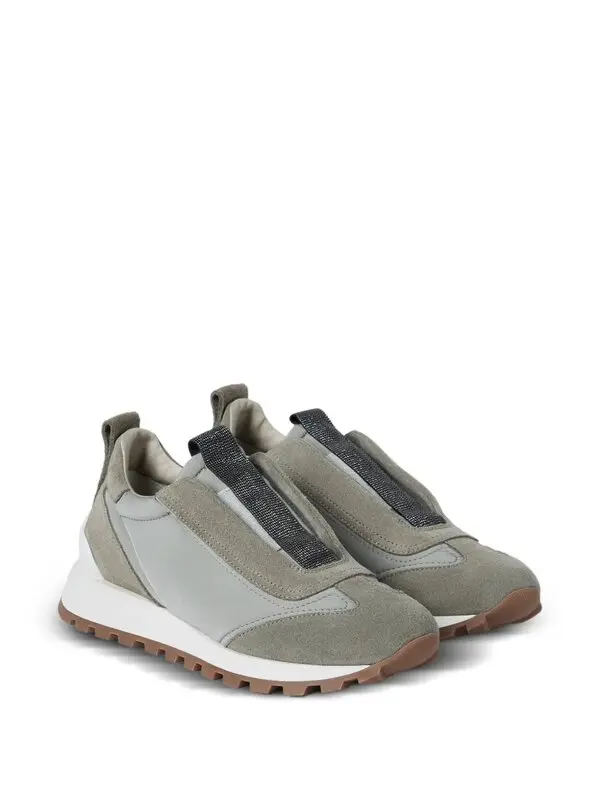Brunello Cucinelli Monili Detailed Slip-on Sneakers - Gray