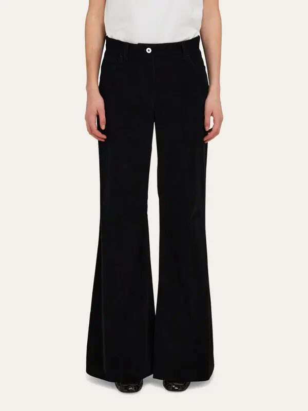 FERRAGAMO Flared Corduroy Trousers - Black