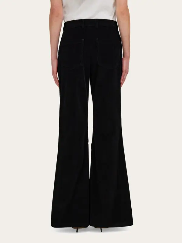 FERRAGAMO Flared Corduroy Trousers - Black