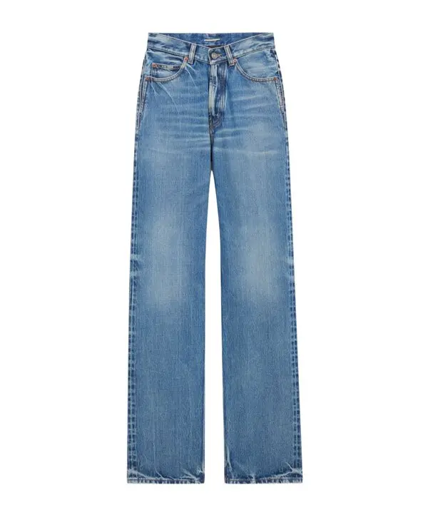 Saint Laurent V-waist Long Baggy Jeans - Blue